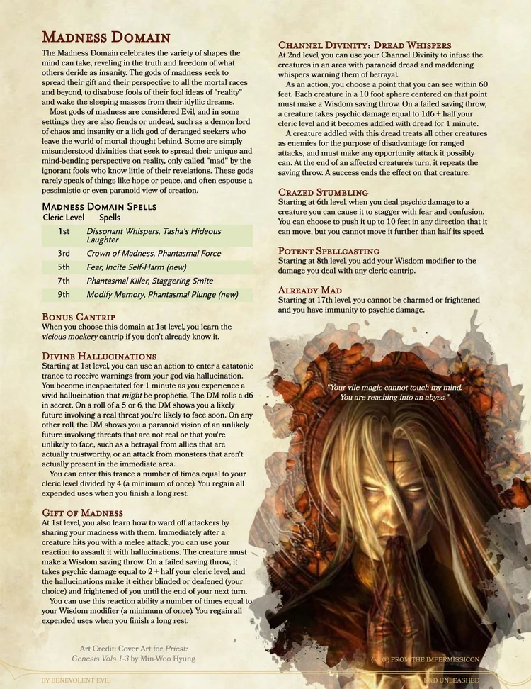 The Madness Domain (Cleric) — DND Unleashed: A Homebrew Expansion for ...