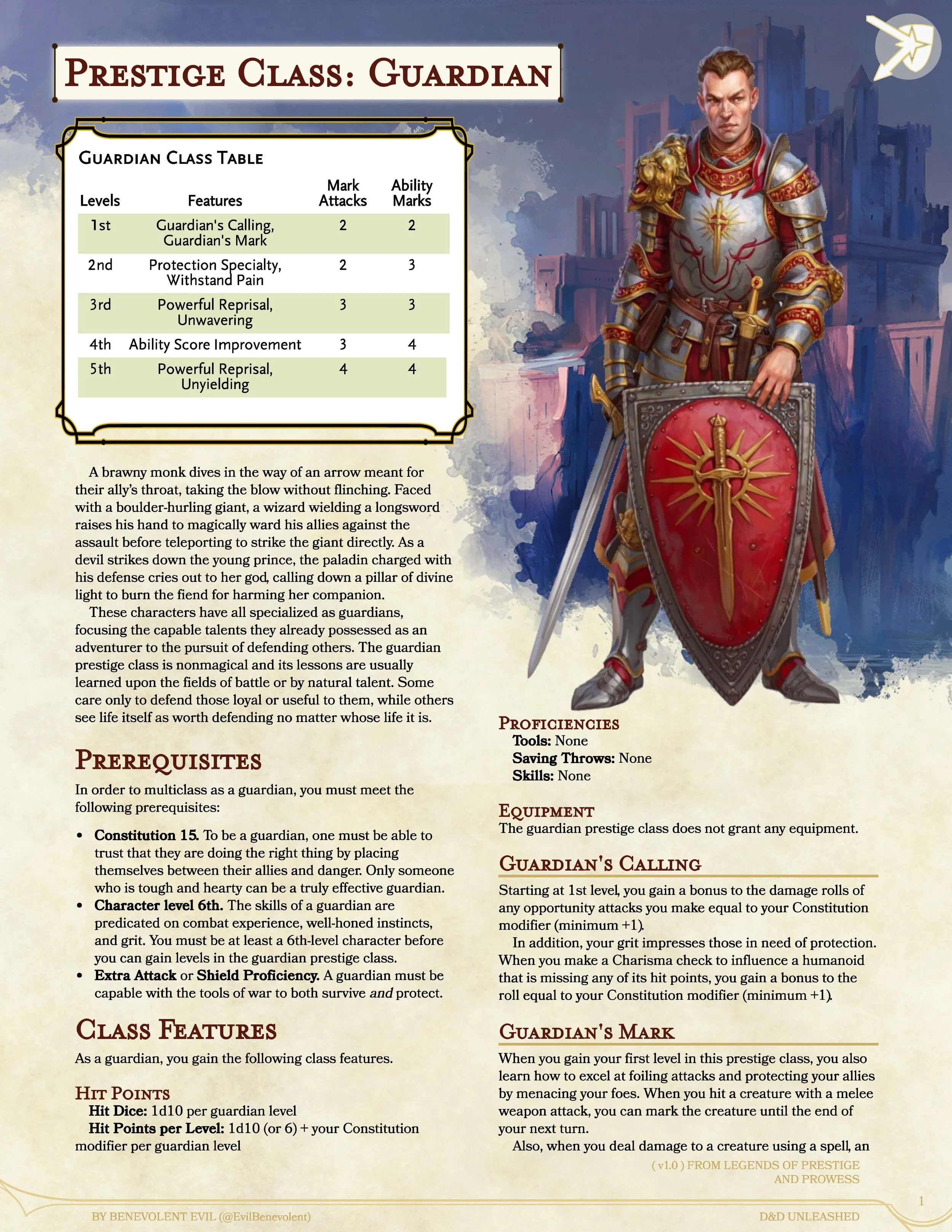 The Guardian (Prestige Class) — DND Unleashed: A Homebrew Expansion for ...