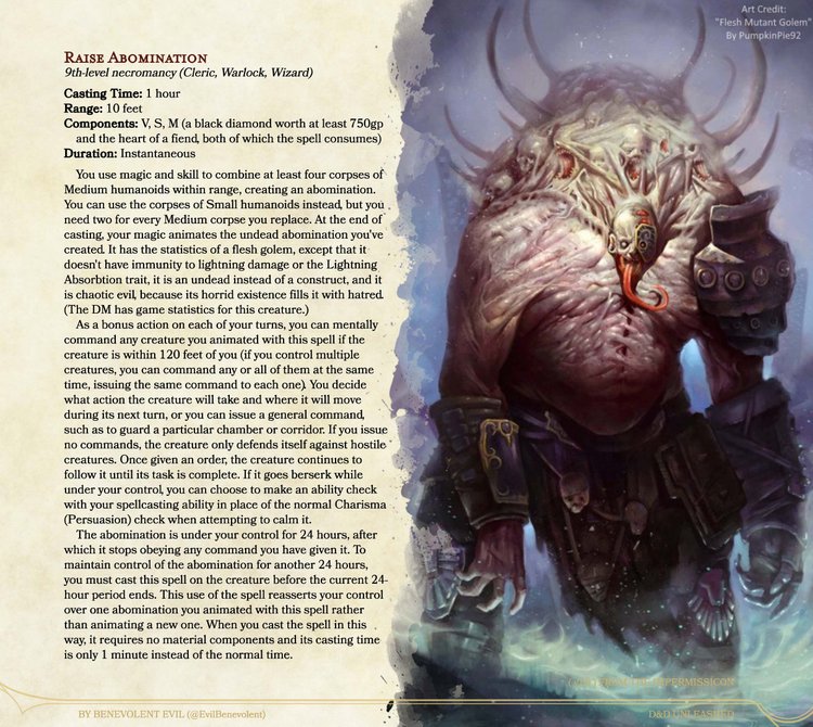 New Spell: Raise Abomination — DND Unleashed: A Homebrew Expansion for ...