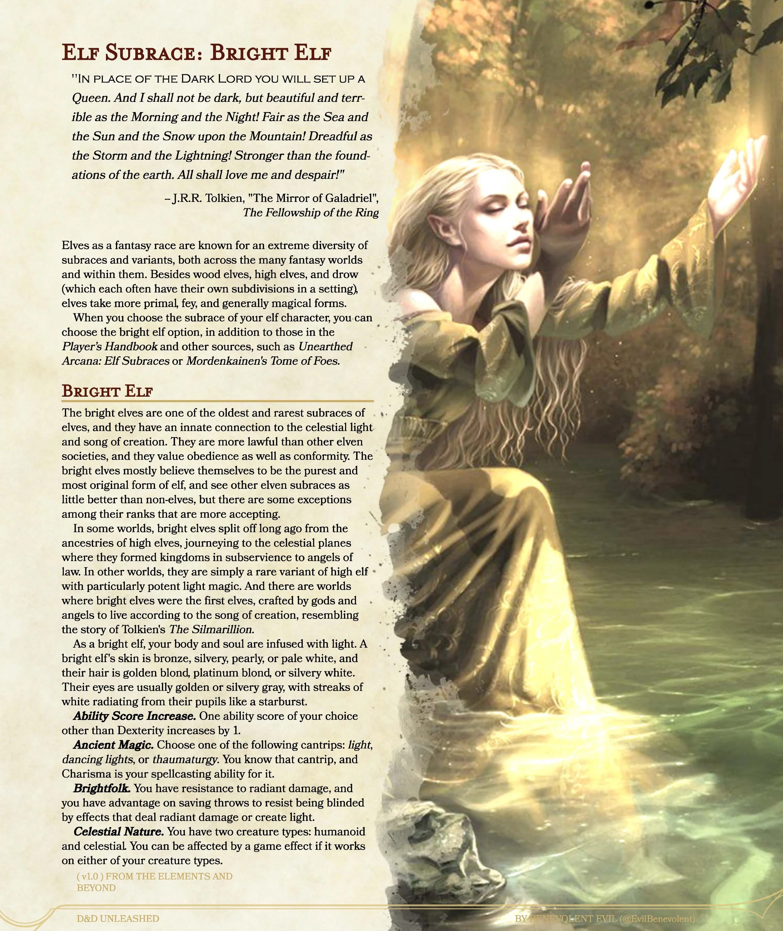 New Subrace Bright Elf DND Unleashed A Homebrew Expansion For 5th