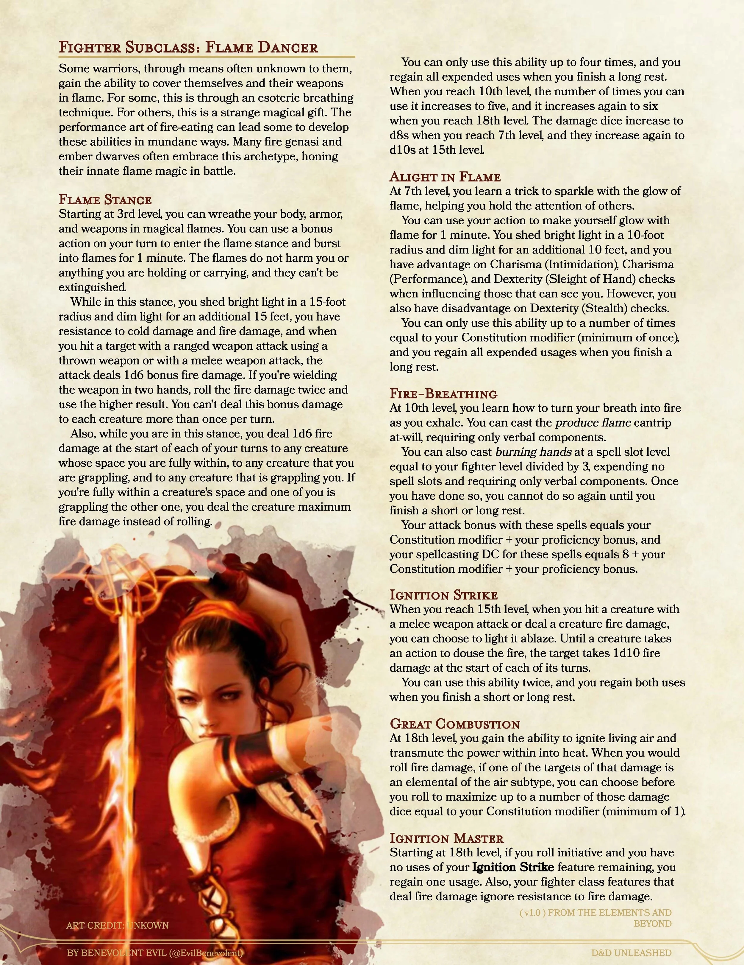 The Flame Dancer Archetype (Fighter) — DND Unleashed: A Homebrew ...