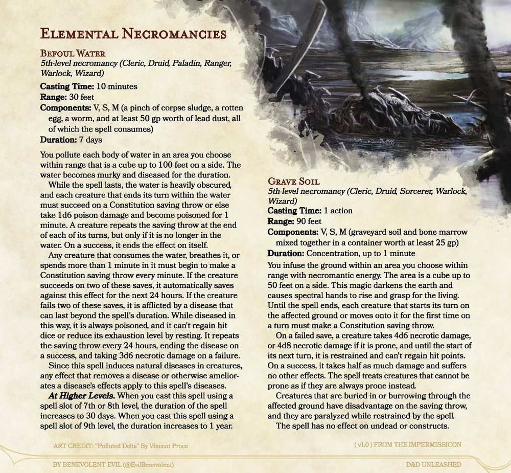 Elemental Necromancies — DND Unleashed: A Homebrew Expansion for 5th ...