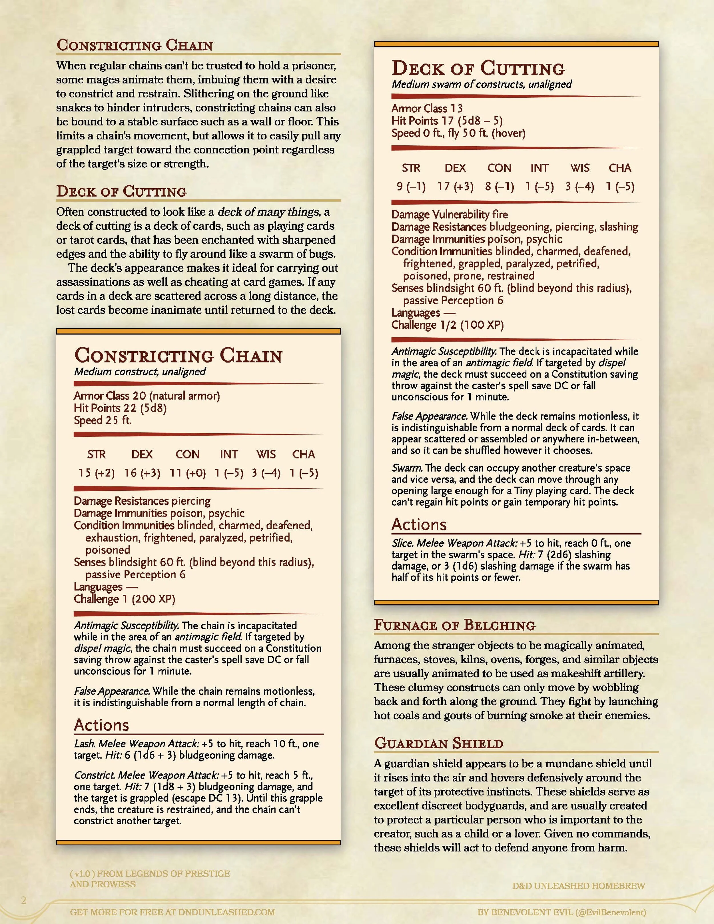 New Monsters: Animated Objects — DND Unleashed: A Homebrew Expansion ...