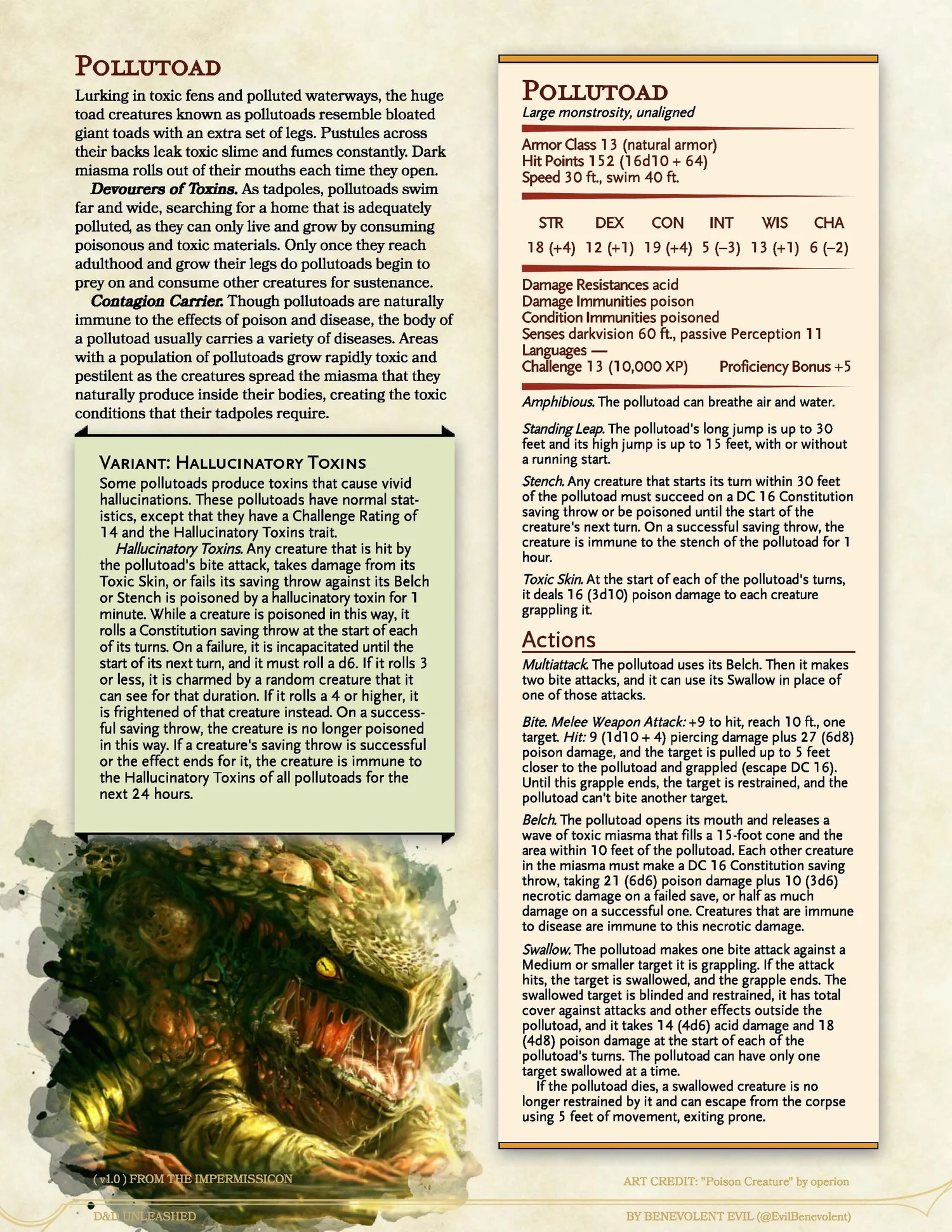 New Monster: Pollutoad — DND Unleashed: A Homebrew Expansion for 5th ...