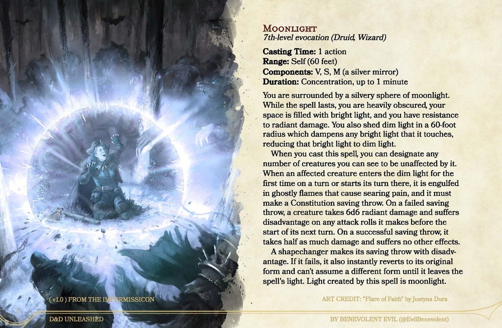 New Spell: Moonlight — DND Unleashed: A Homebrew Expansion for 5th ...