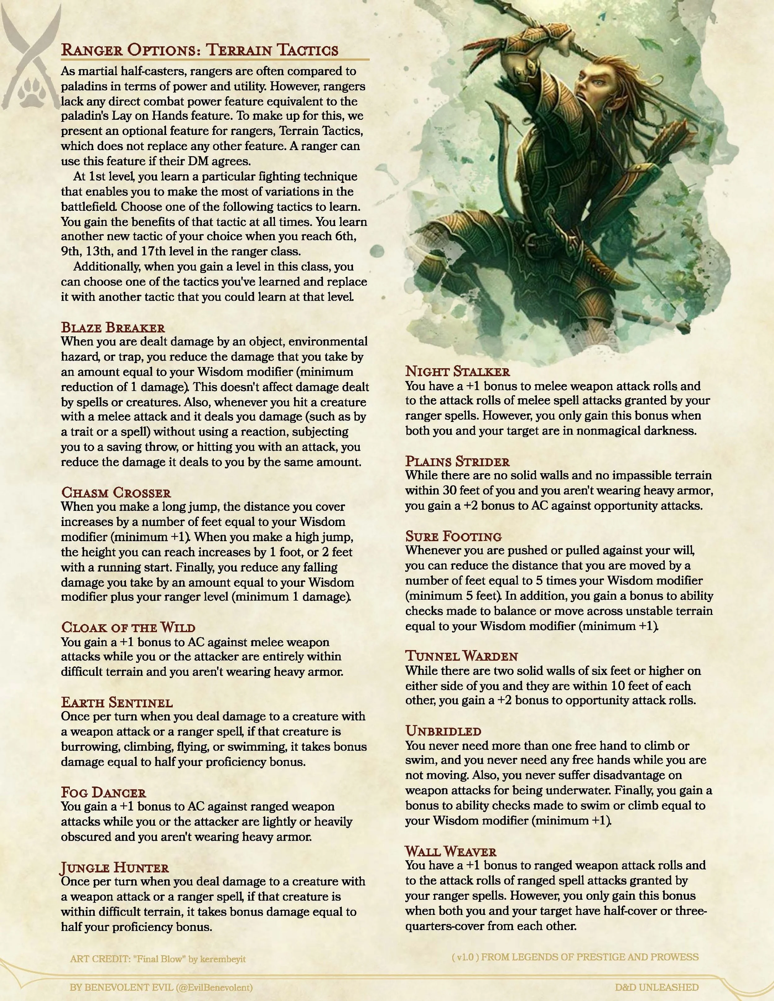 Ranger: Terrain Tactics (Optional) — DND Unleashed: A Homebrew ...