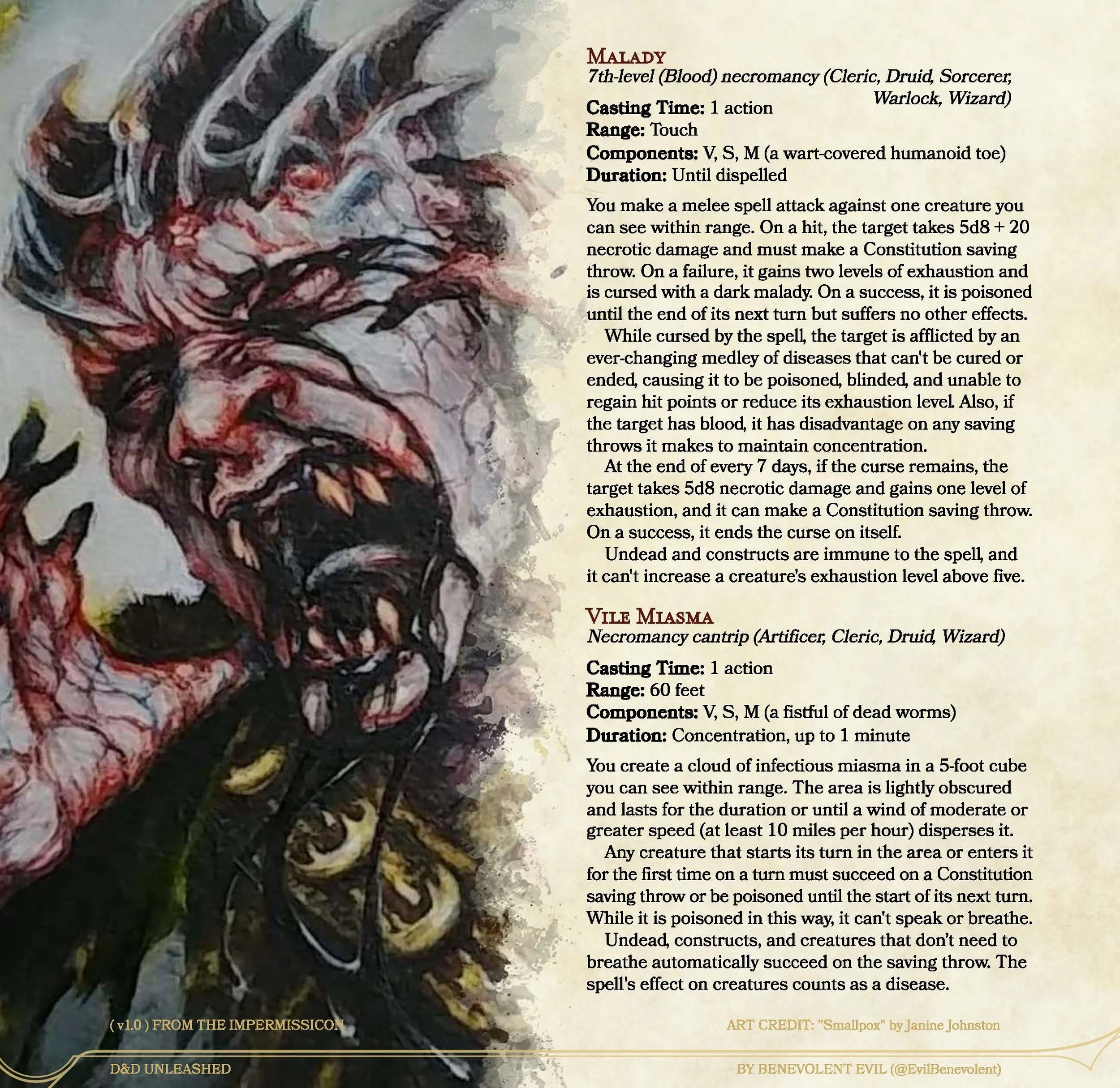 Evil Cleric New Spells: Maladies & Miasma — DND Unleashed: A