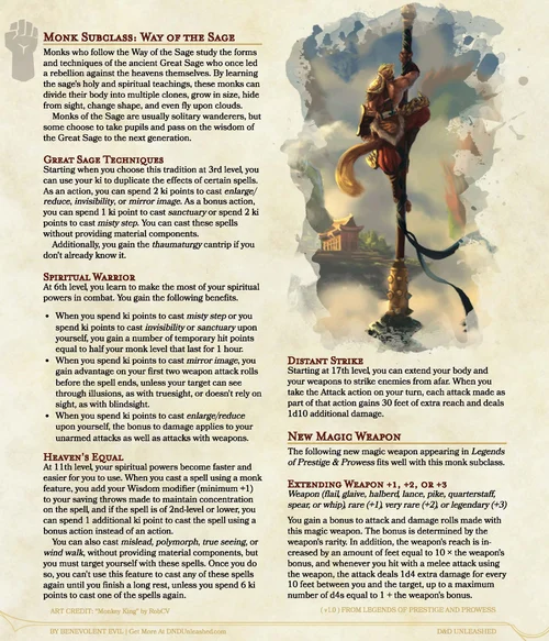 The Way of the Sage (Monk) — DND Unleashed: A Homebrew Expansion for ...