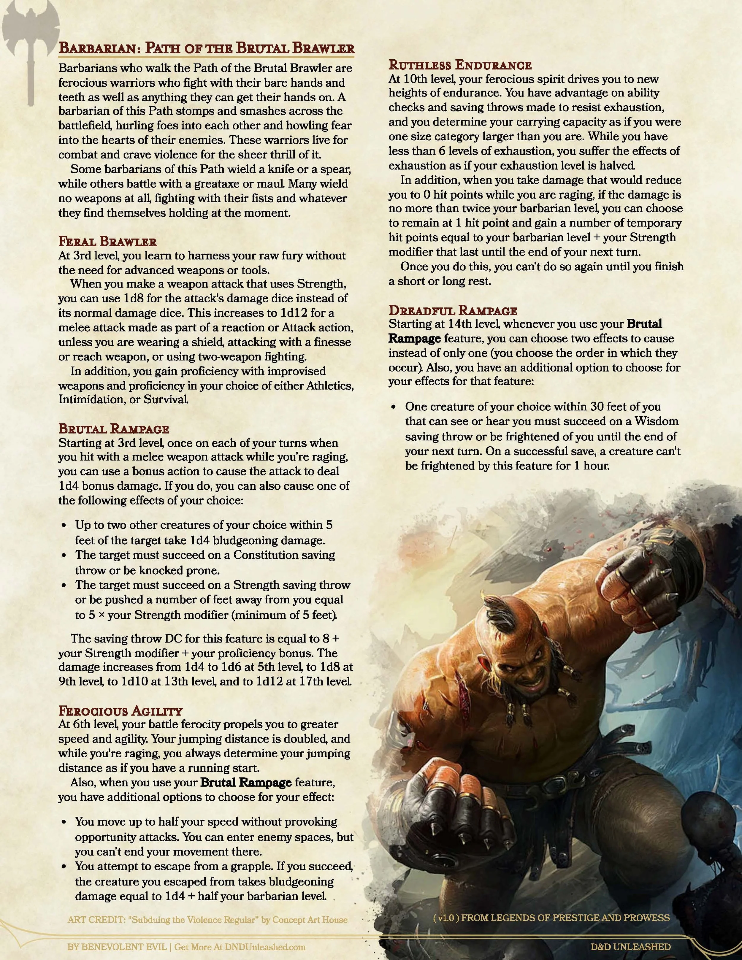 Path of the Brutal Brawler (Barbarian) — DND Unleashed: A Homebrew ...