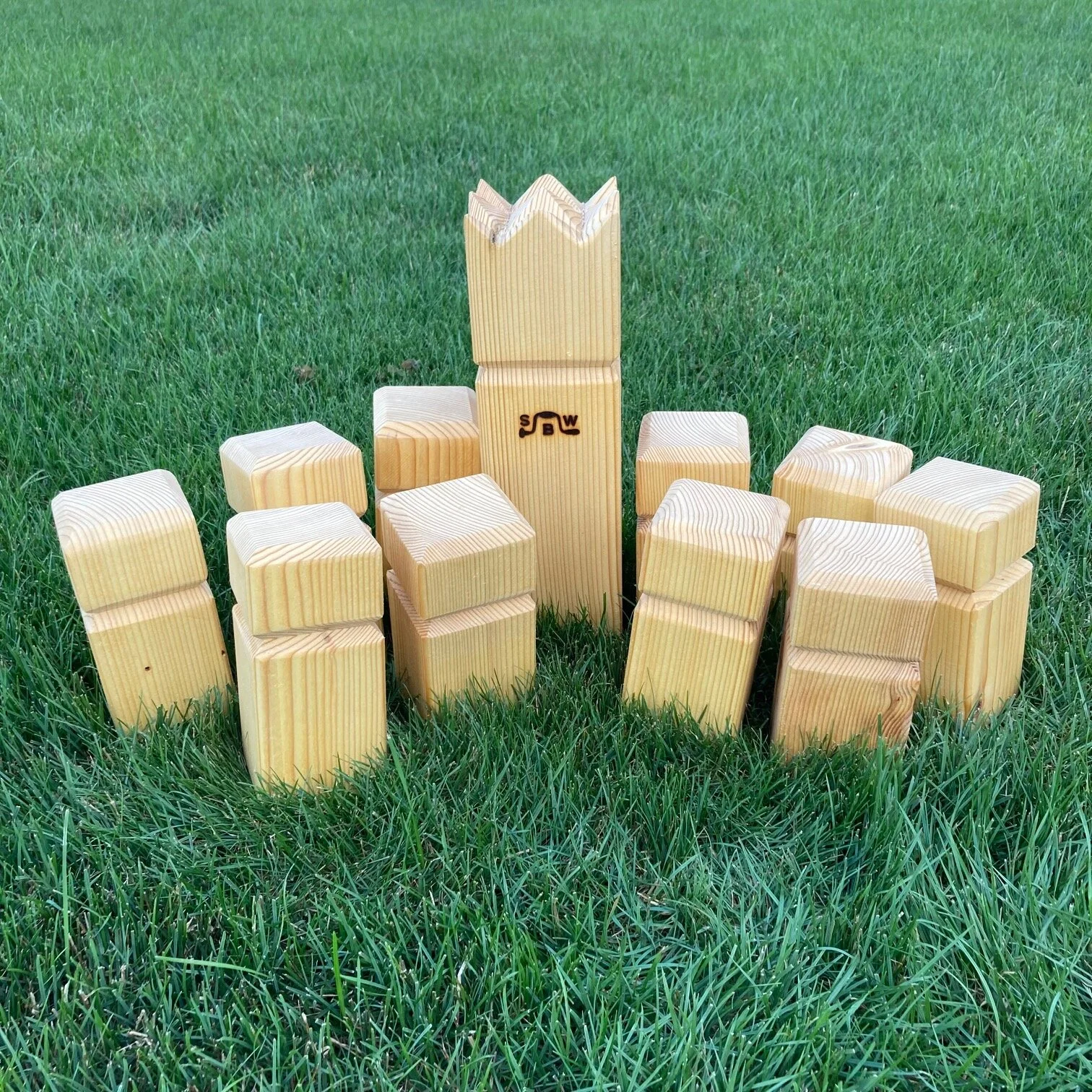 Kubb Set; Hardwood batons and softwood kubbs — Silver Birch Woodshop, LLC