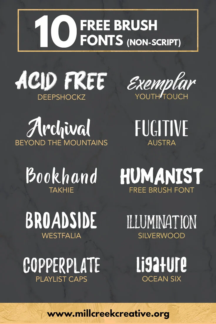 10 Free Non Script Brush Fonts Mill Creek Creative