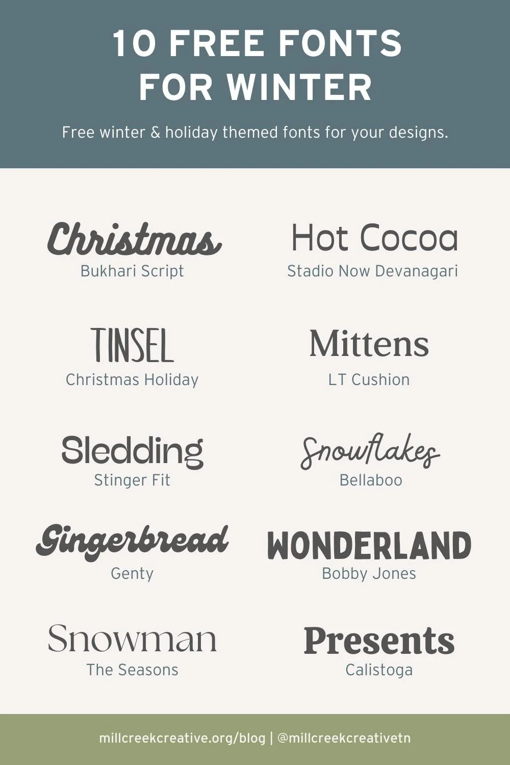 10 Free Fonts for Winter — Mill Creek Creative