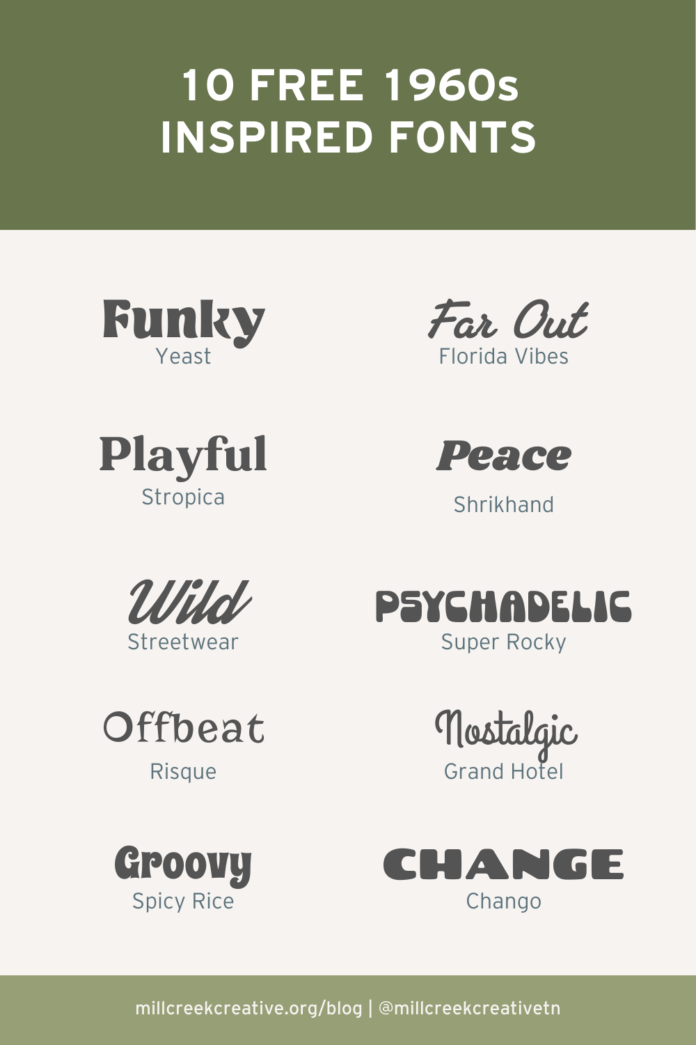 10 Free Fonts Inspired by the 1960s — Mill Creek Creative