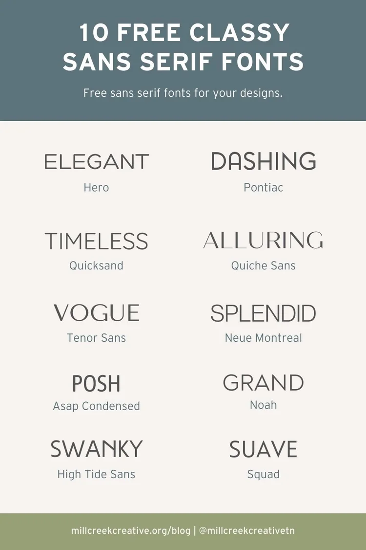 10 Free Classy Sans Serif Fonts — Mill Creek Creative
