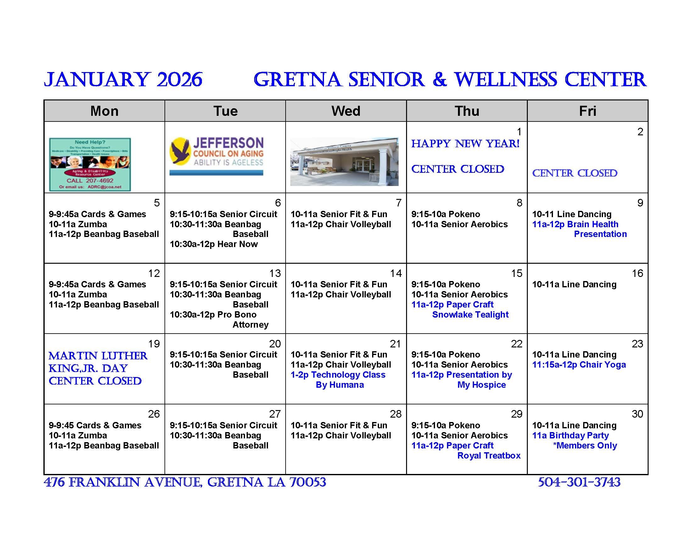 CENTER (Gretna Senior and Wellness Center) — Jefferson Council on Aging