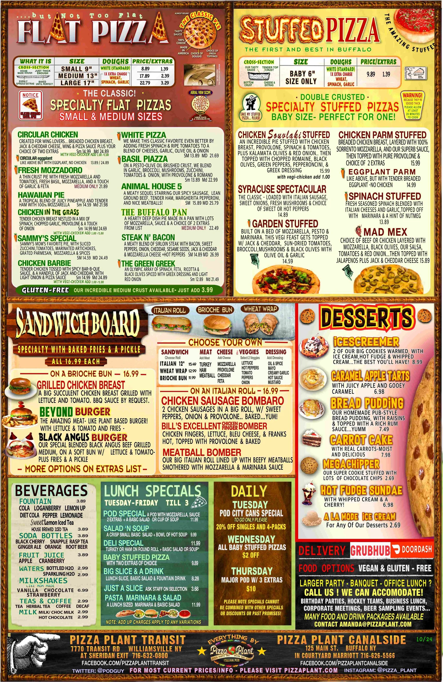 Canalside Menu — Pizza Plant Italian Pub