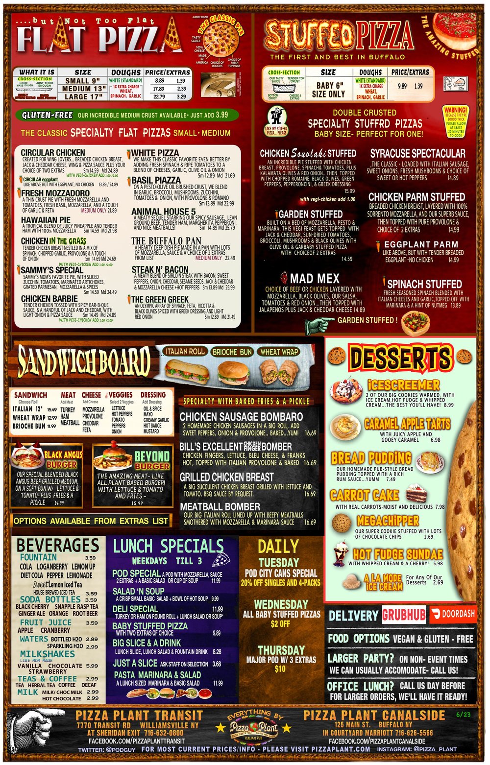 Canalside Menu — Pizza Plant Italian Pub