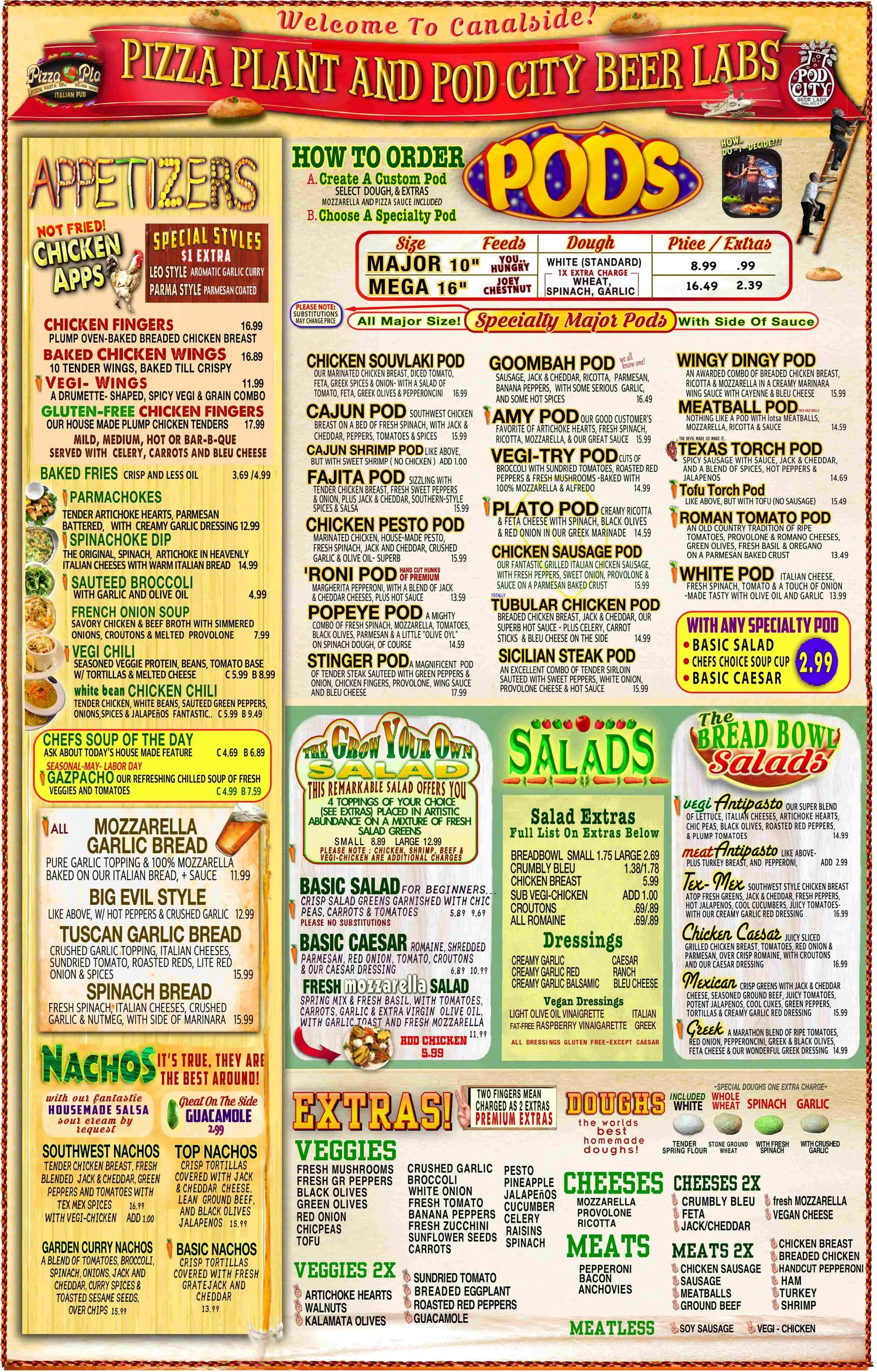 Canalside Menu — Pizza Plant Italian Pub