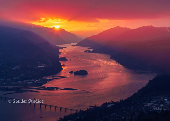 Red Sunset in the Columbia River Gorge — Steider Studios