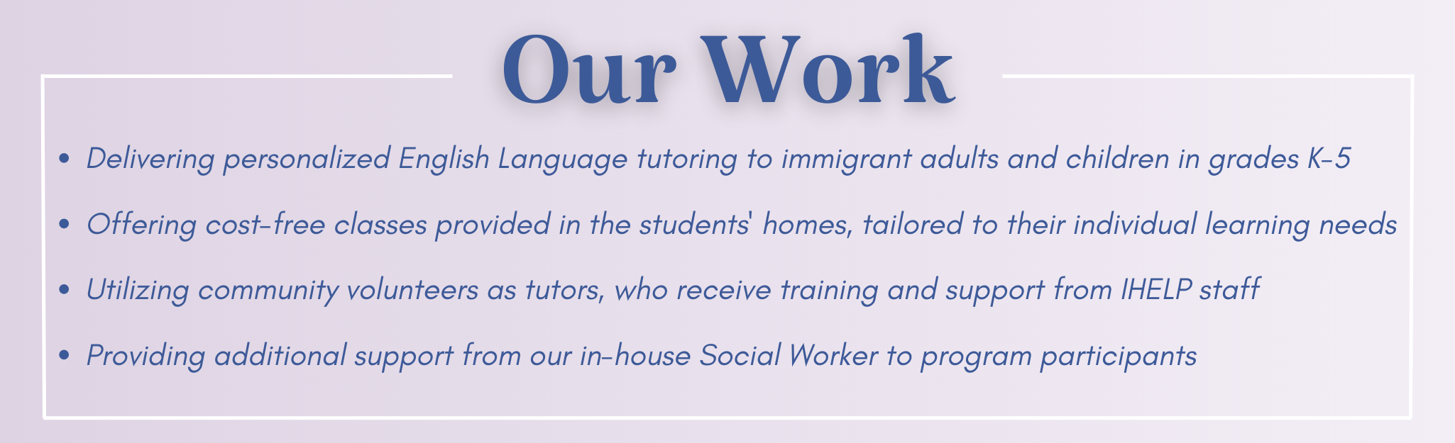 Immigrant Home English Learning Program