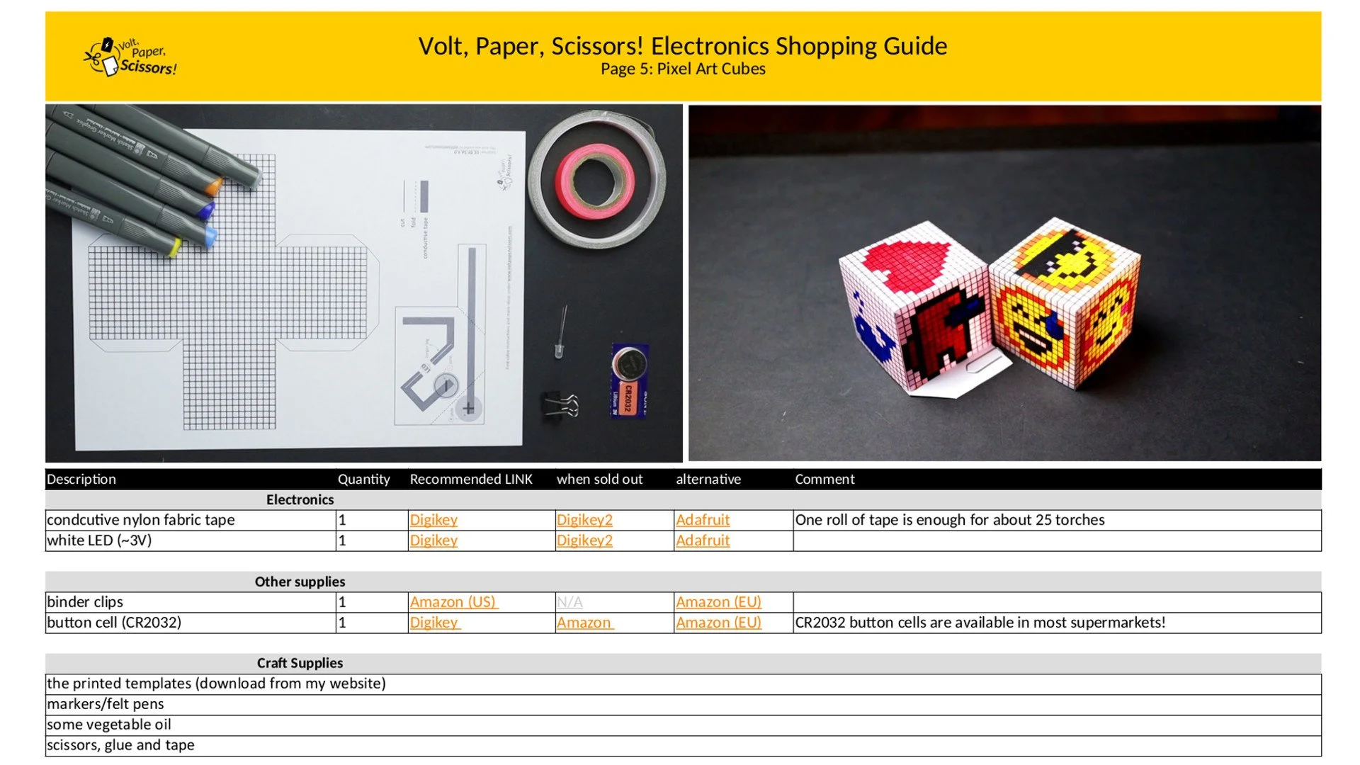 LED Pixel Art Cubes for Kids — Volt, Paper, Scissors!