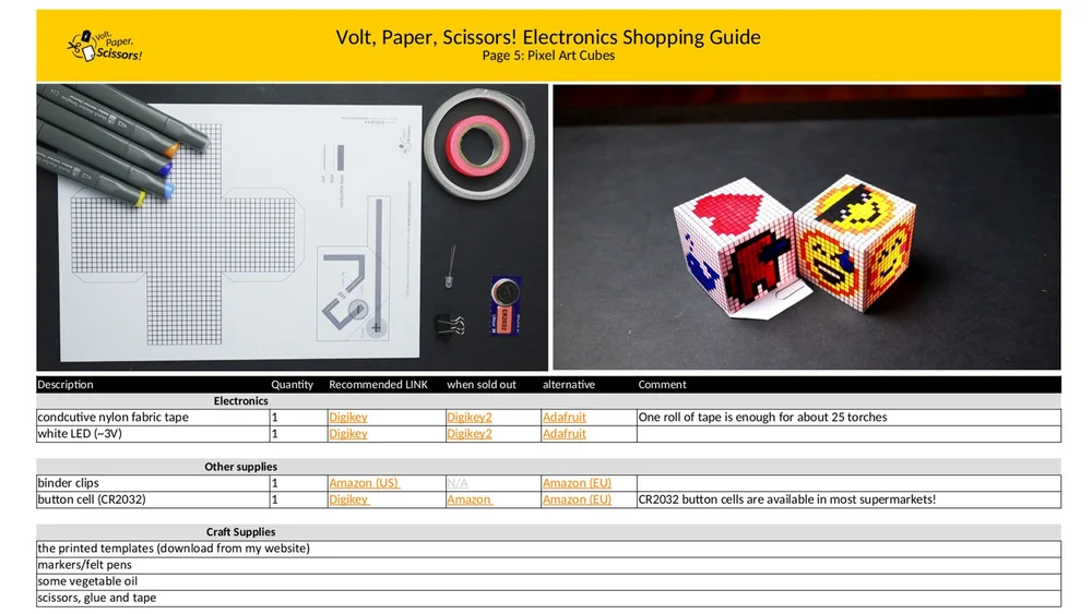 LED Pixel Art Cubes for Kids — Volt, Paper, Scissors!