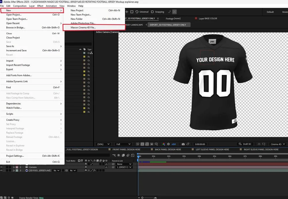 HOW TO CUSTOMIZE 3D FOOTBALL JERSEY MOCKUP IN AFTER EFFECTS — Makin’ Magic