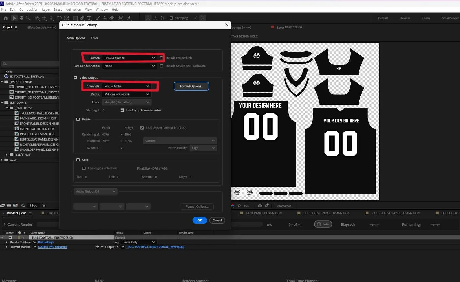 HOW TO CUSTOMIZE 3D FOOTBALL JERSEY MOCKUP IN AFTER EFFECTS — Makin’ Magic