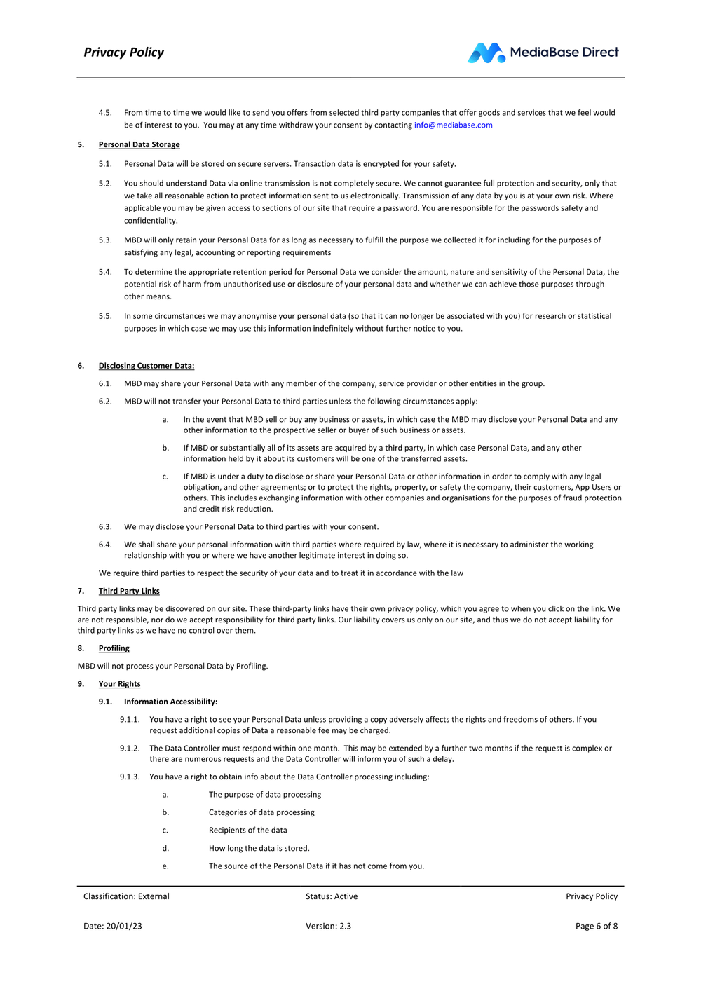 Privacy — MediaBase Direct