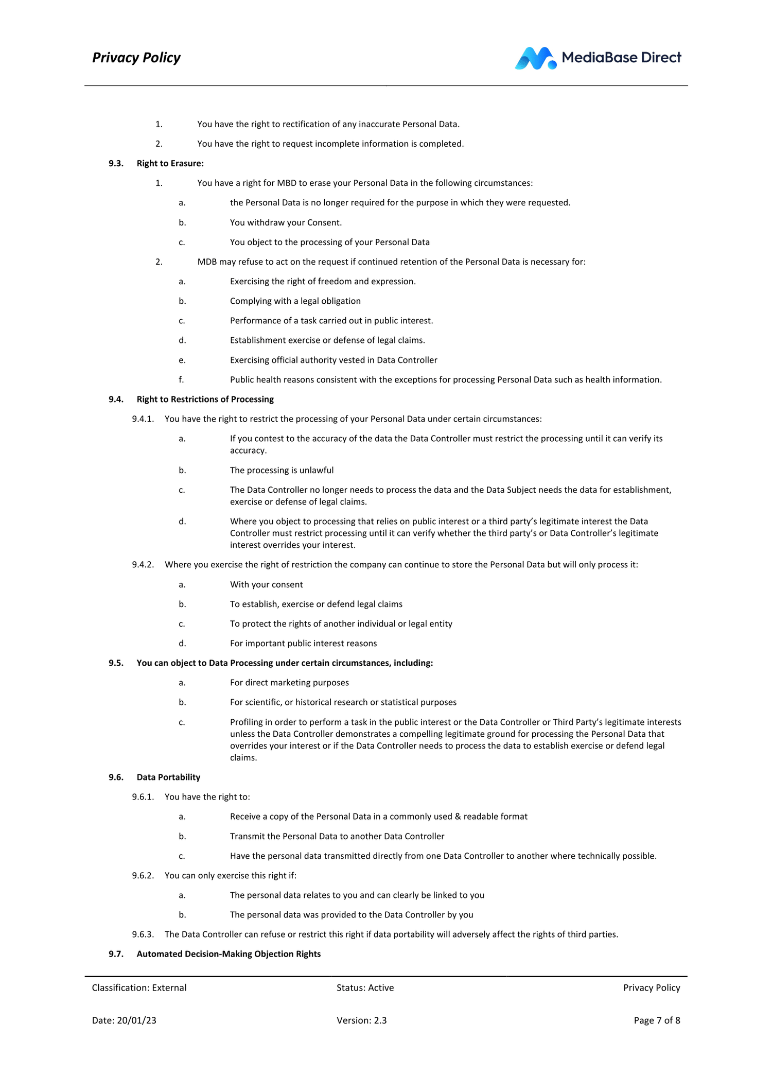 Privacy — MediaBase Direct