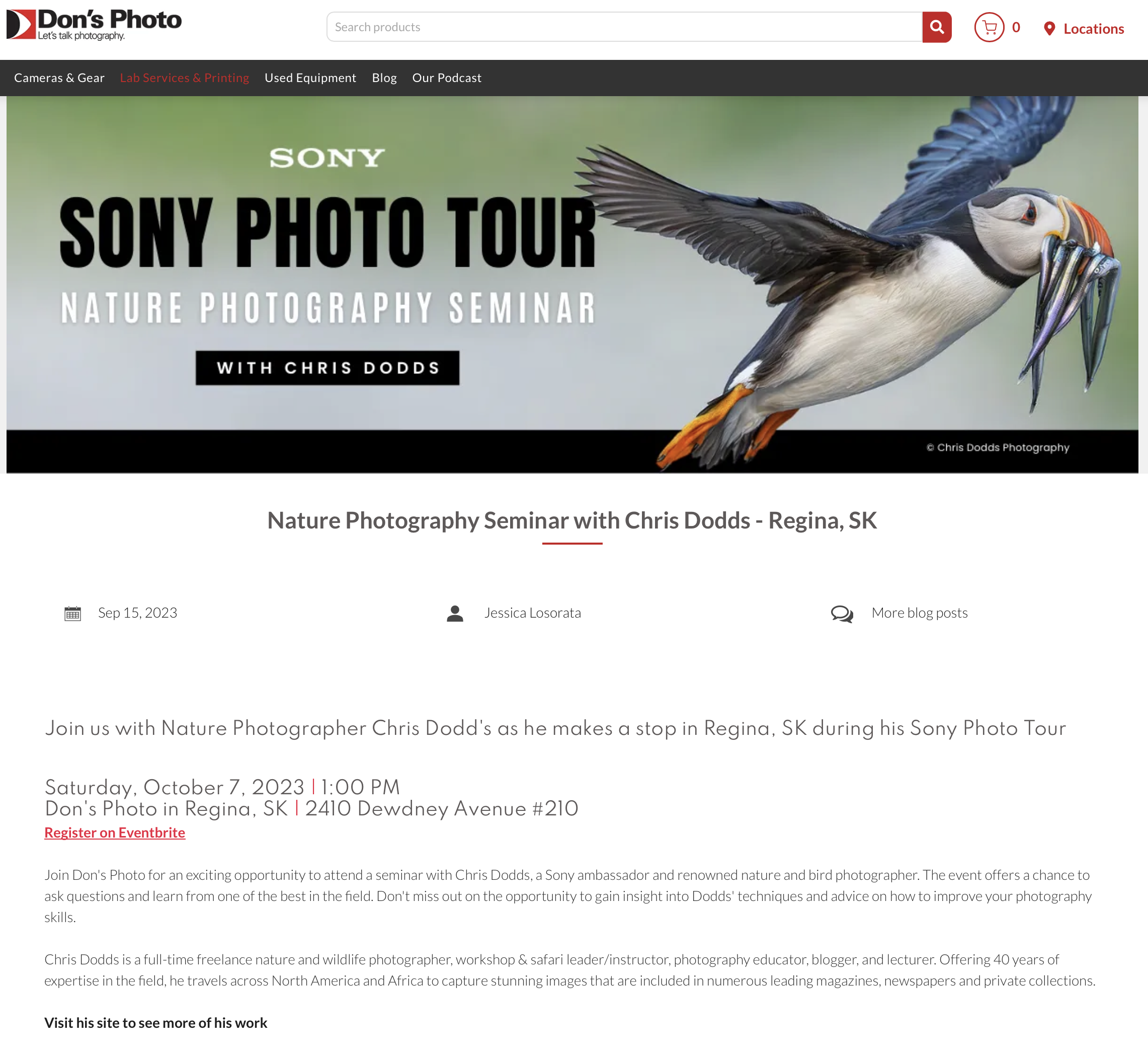 Sony Presents Christopher Dodds @ Don's Photo Regina October 7, 2023 ...