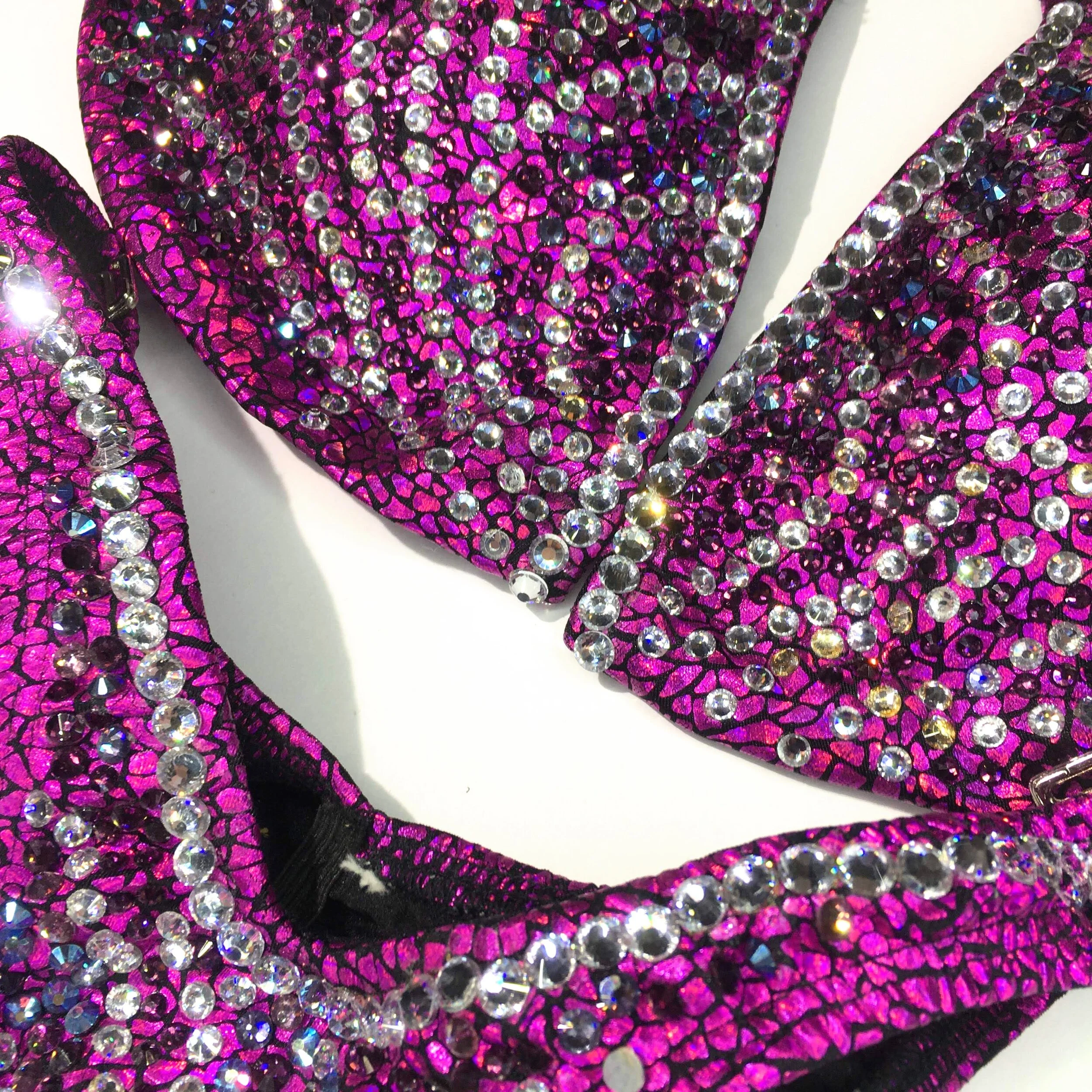 Pink Figure Competition Suit - Center Wave ~ Shine Bikinis