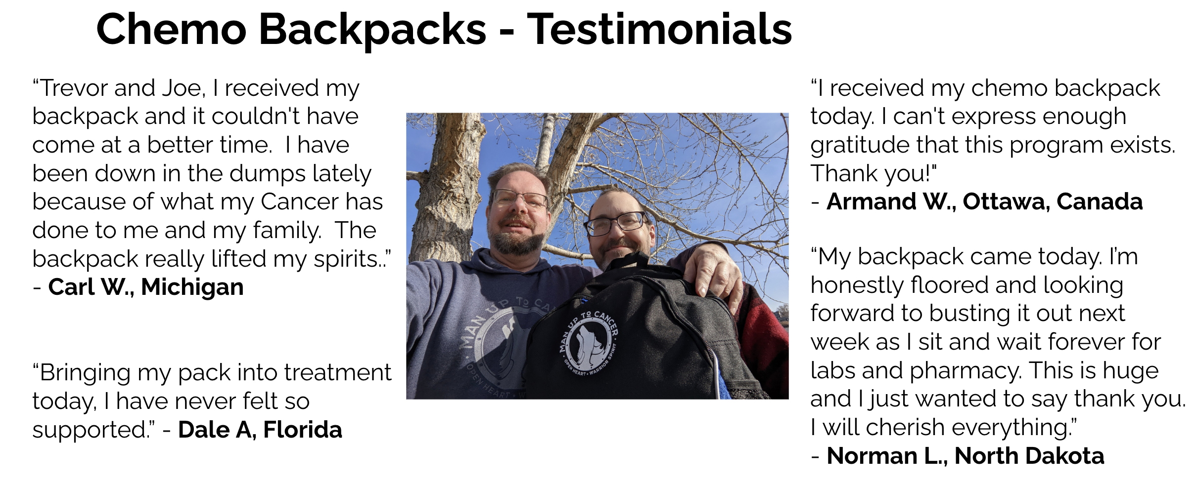 Chemo Backpacks — MAN UP TO CANCER