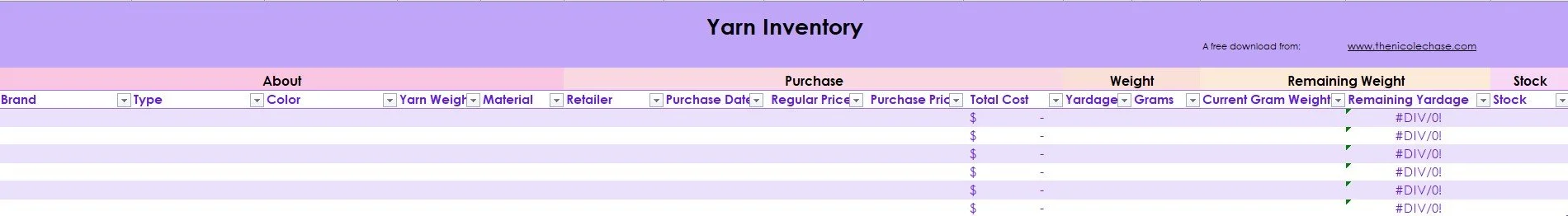 Yarn Inventory Tracker - Free Download — Nicole Chase: Free Crochet ...