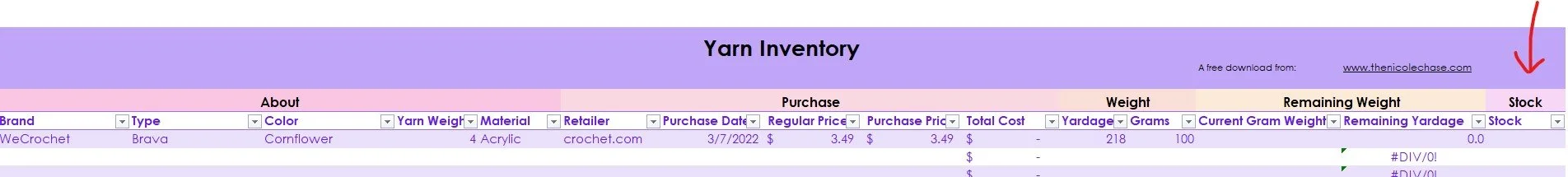 Yarn Inventory Tracker - Free Download — Nicole Chase: Free Crochet ...