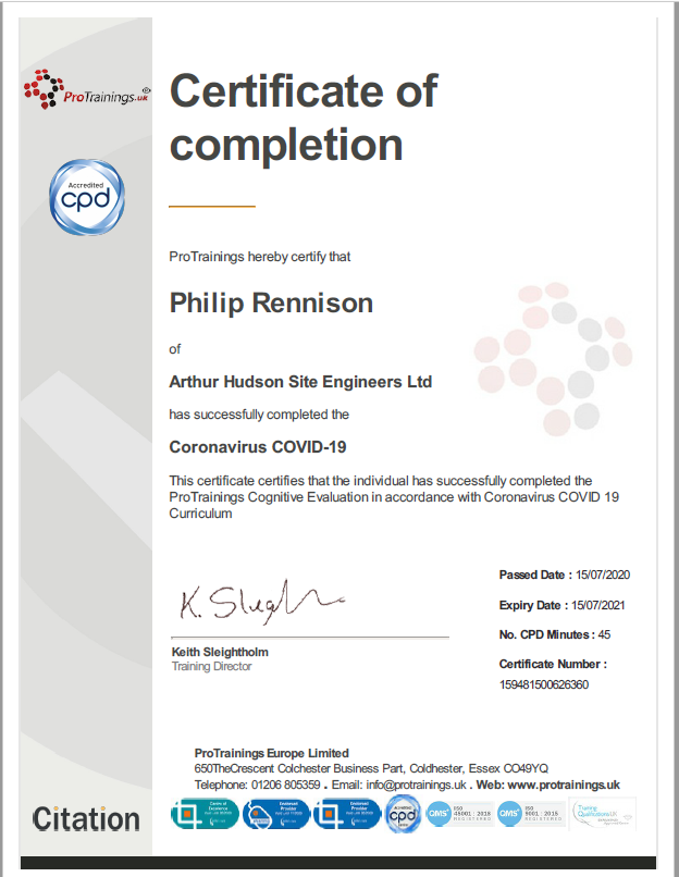 July 2020 Newsletter — Arthur Hudson | Site Engineers Ltd