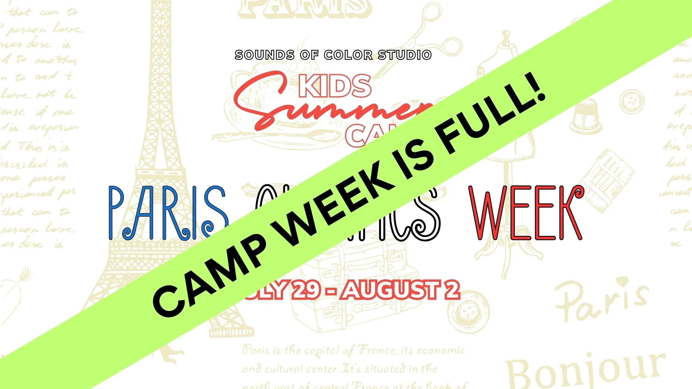 Kids Summer Camp 2024 - Paris Olympics Week — Sounds of Color Studio