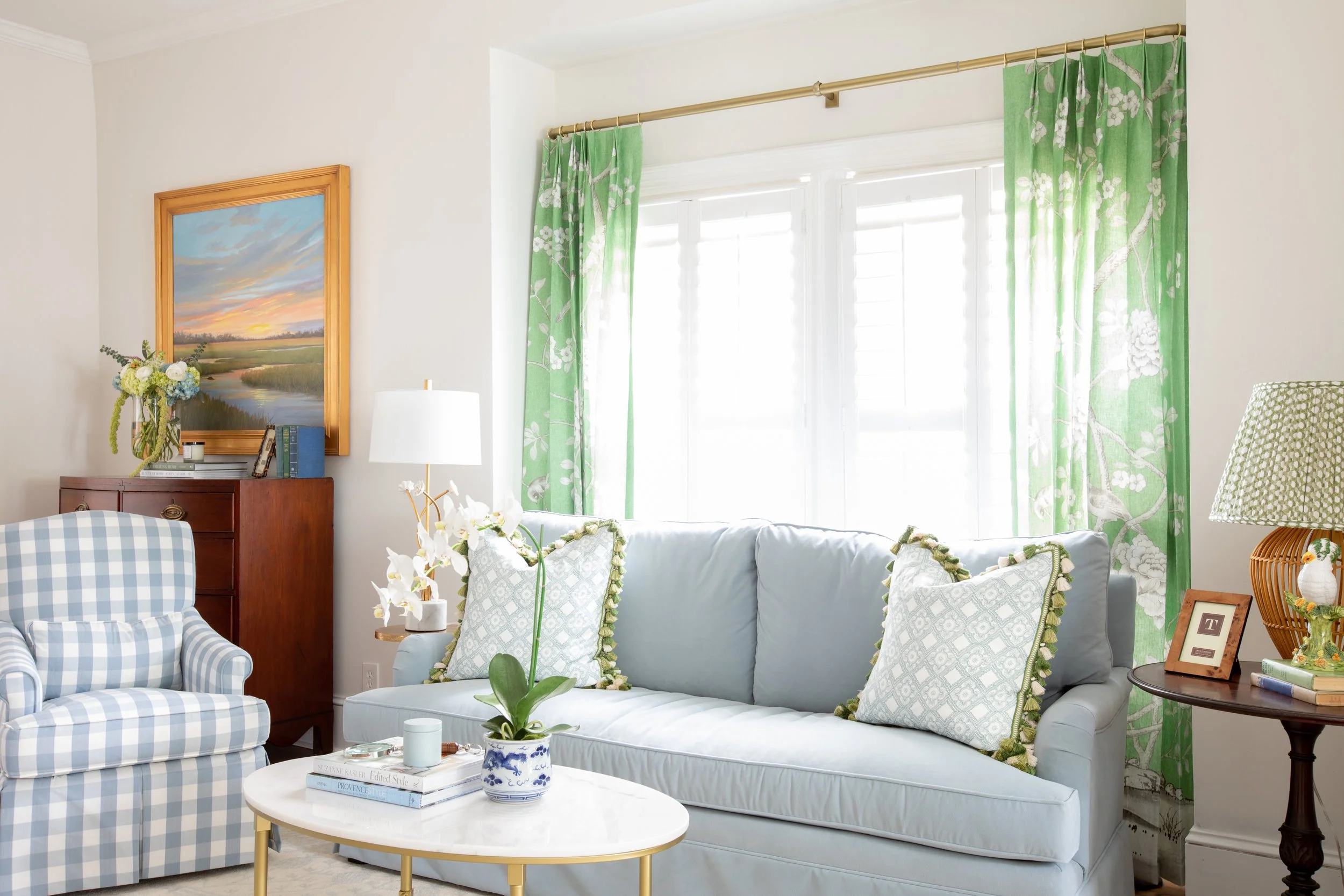 Coastal Grandmillennial Style Living Room