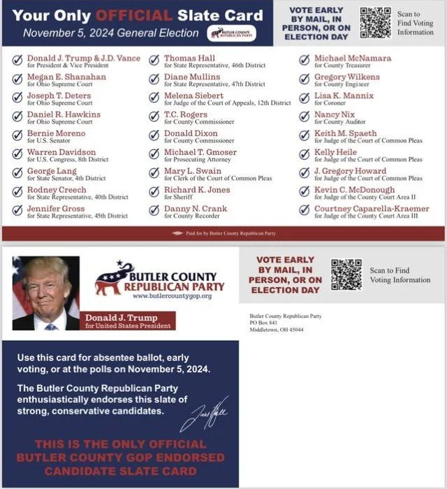 Slate Card — Butler County GOP