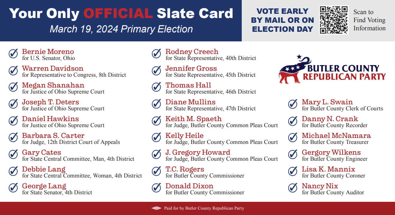 Slate Card — Butler County GOP Slate Card — Butler County GOP