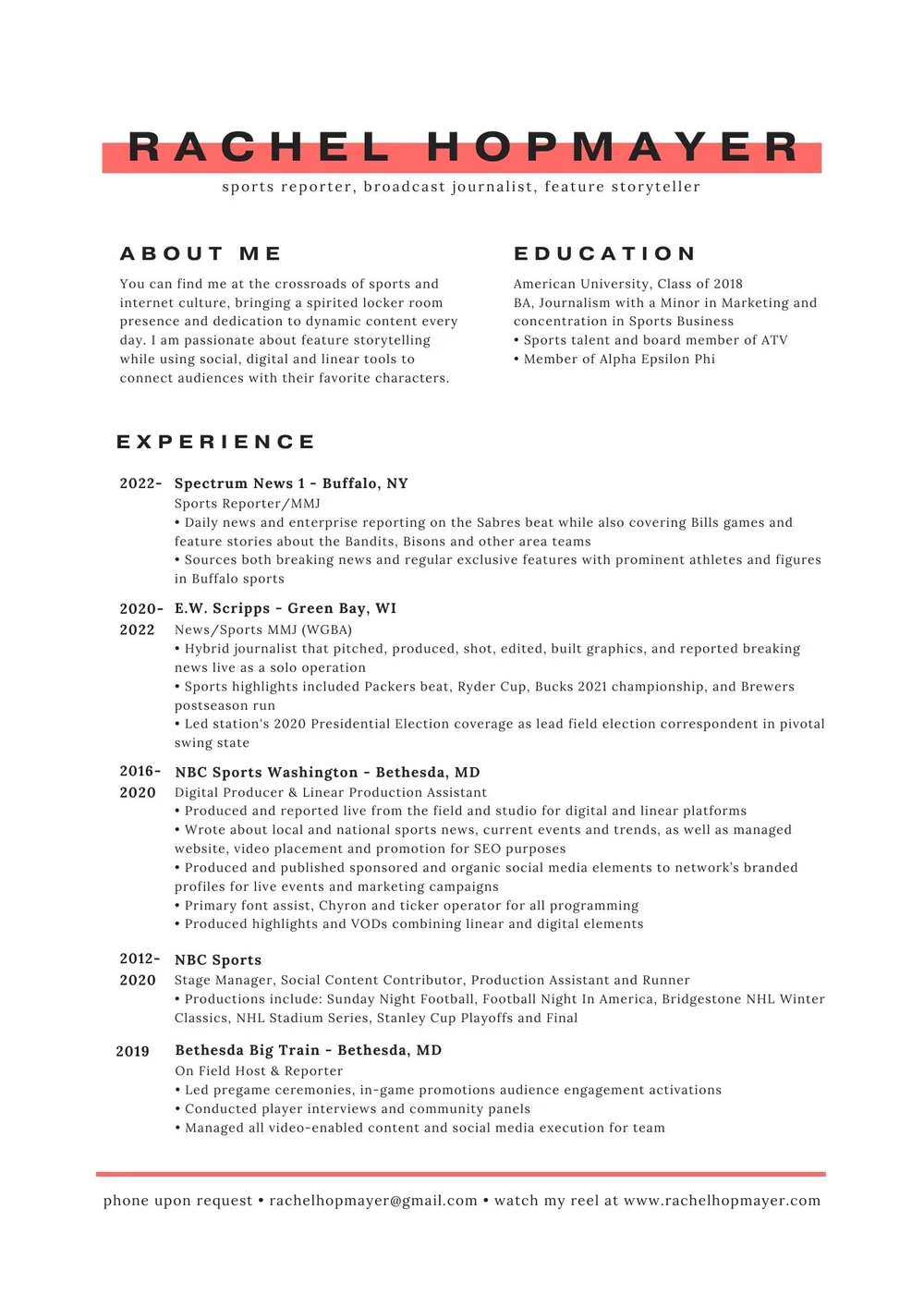 Resume — Rachel Hopmayer