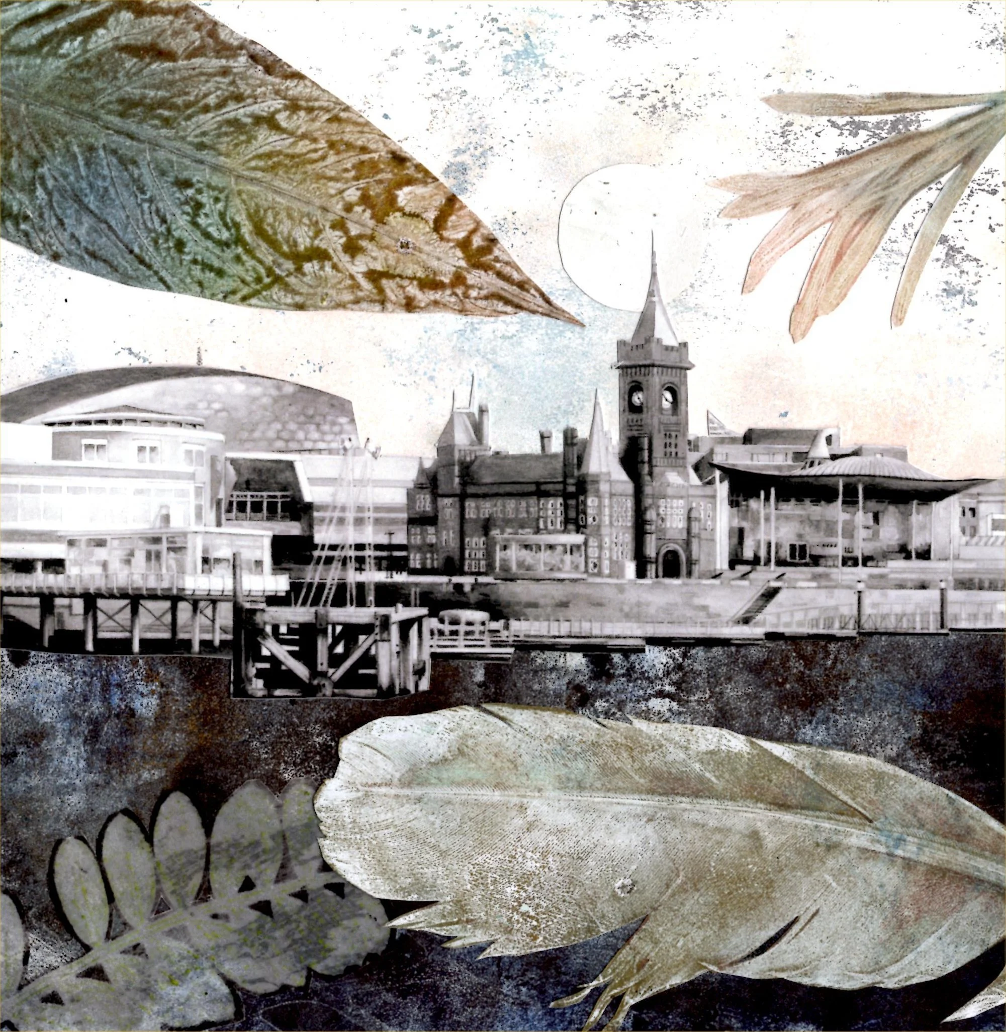 Monoprint collages garden leaves flowers Welsh places — Helen Lush