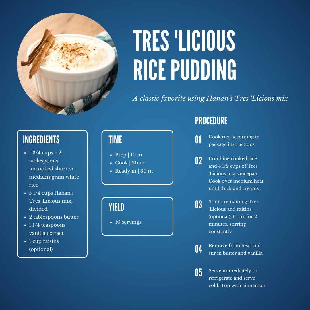 The Most Tres'Licious Rice Pudding — Hanan Products