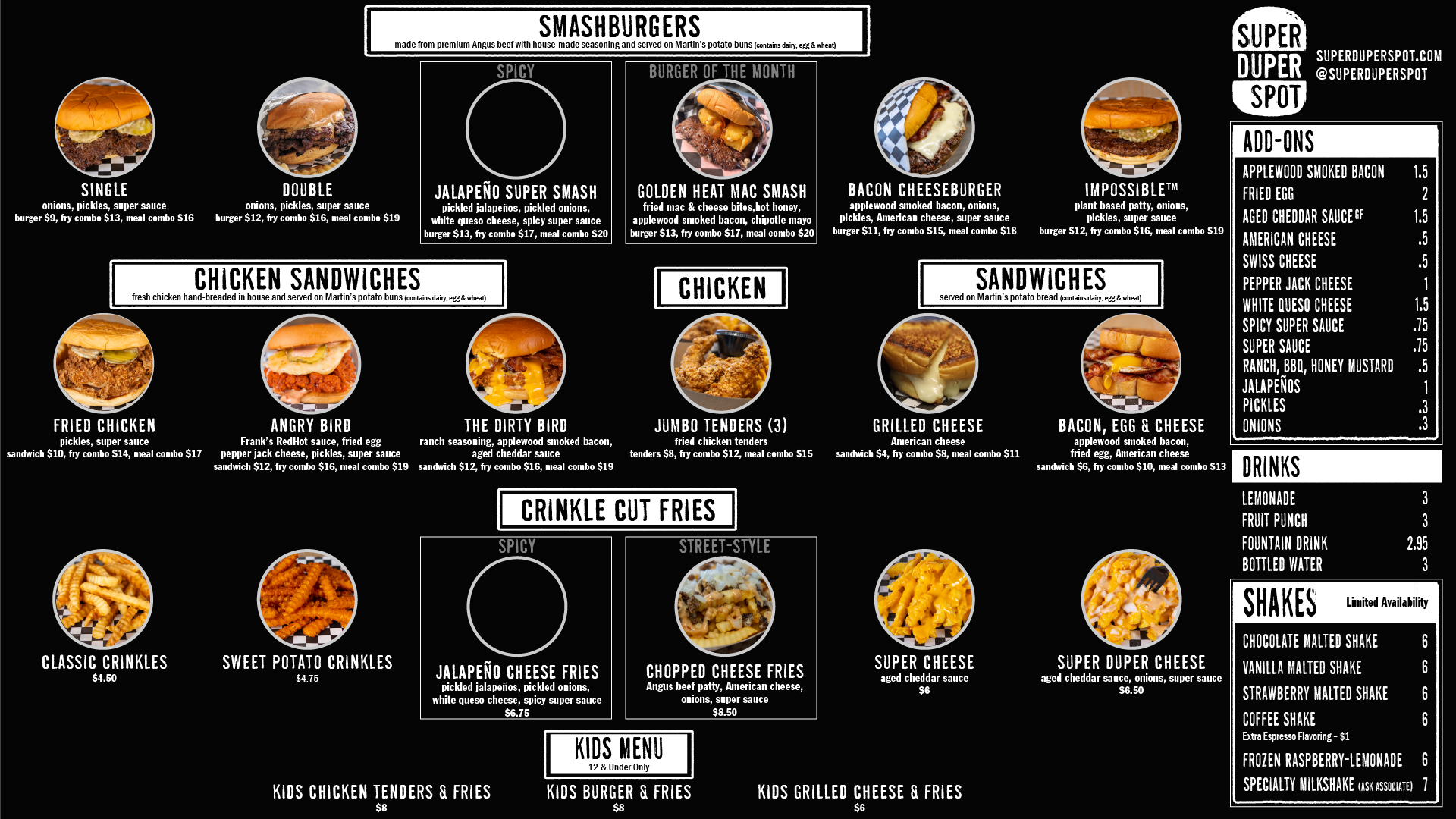 Menu — Super Duper Spot