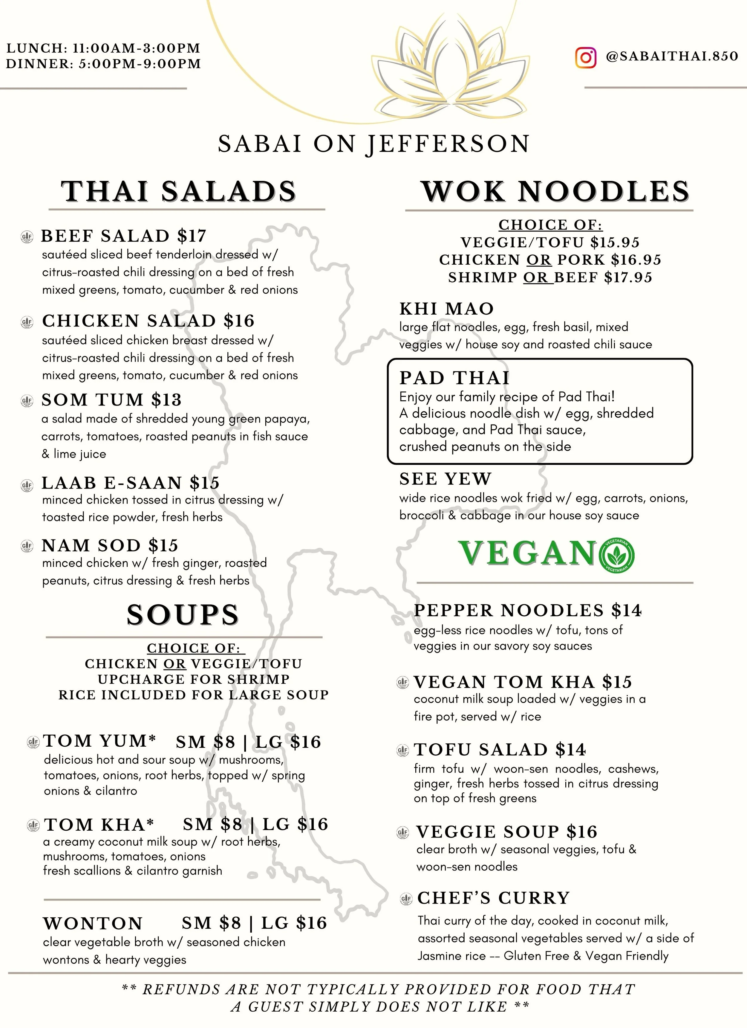 Menu 1 — SaBai on Jefferson