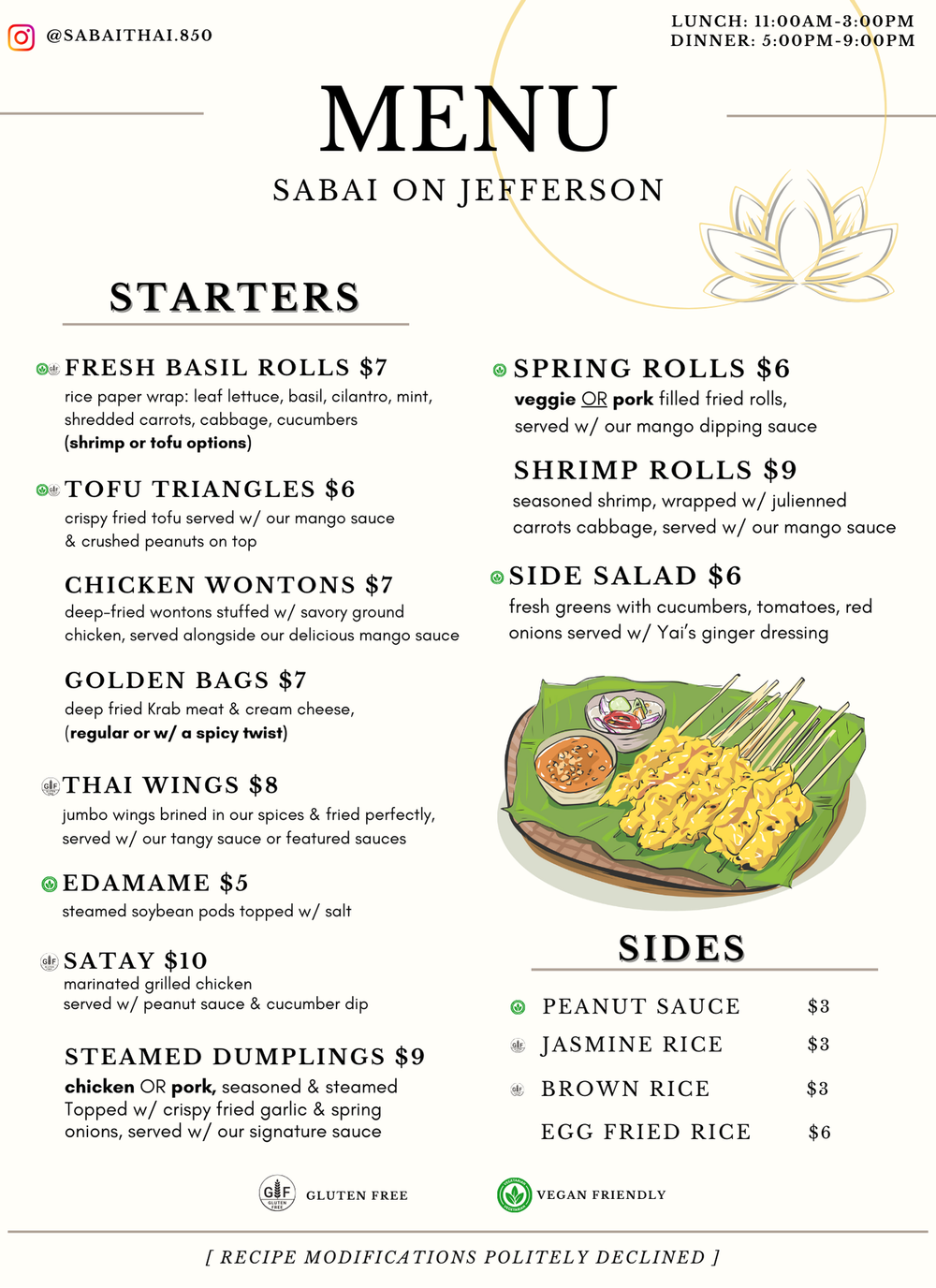 Menu 1 — SaBai on Jefferson