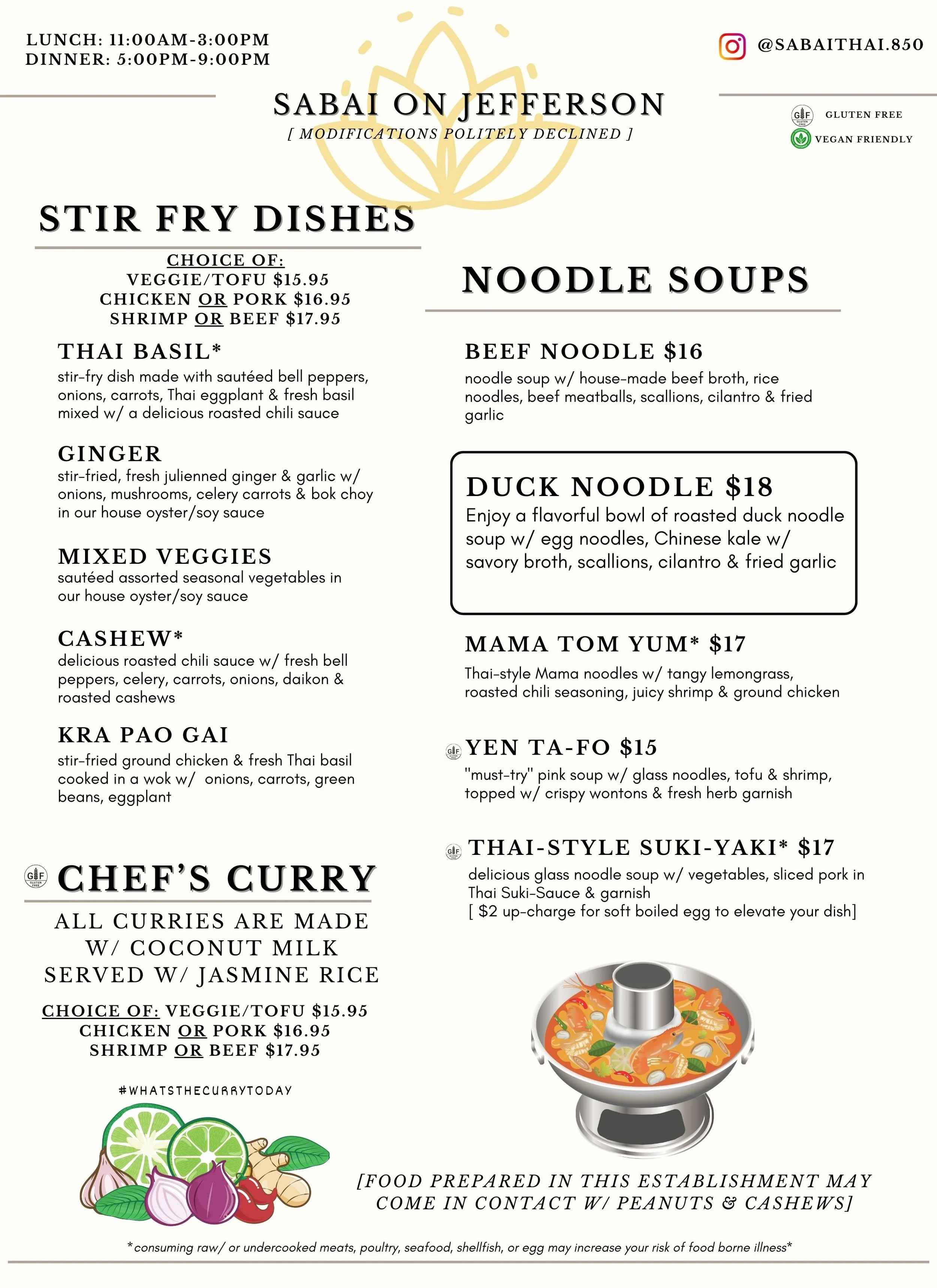 Menu 1 — SaBai on Jefferson