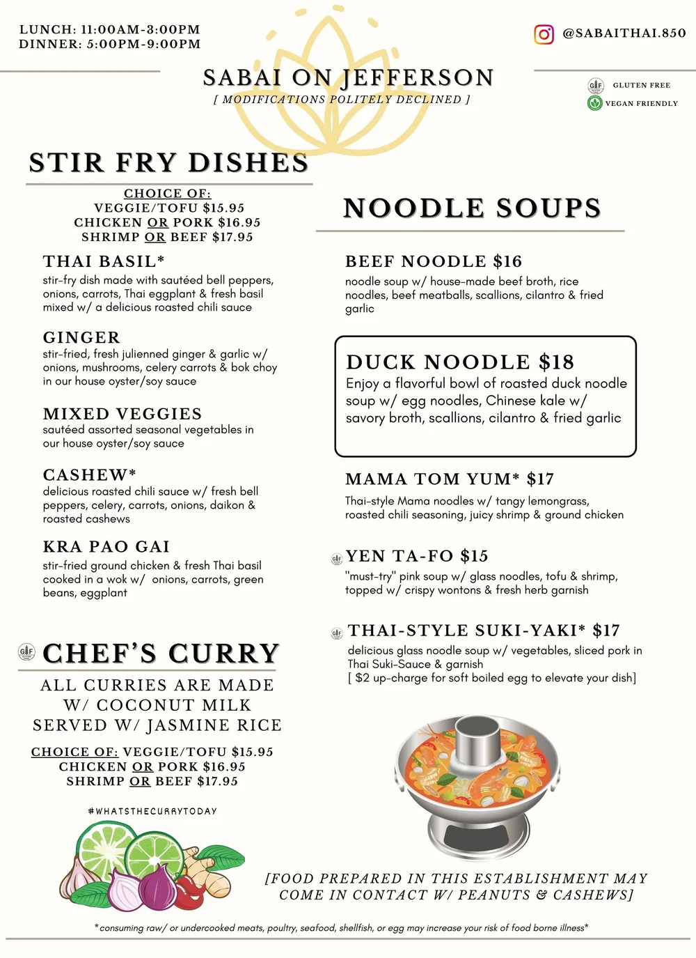 Menu 1 — SaBai on Jefferson