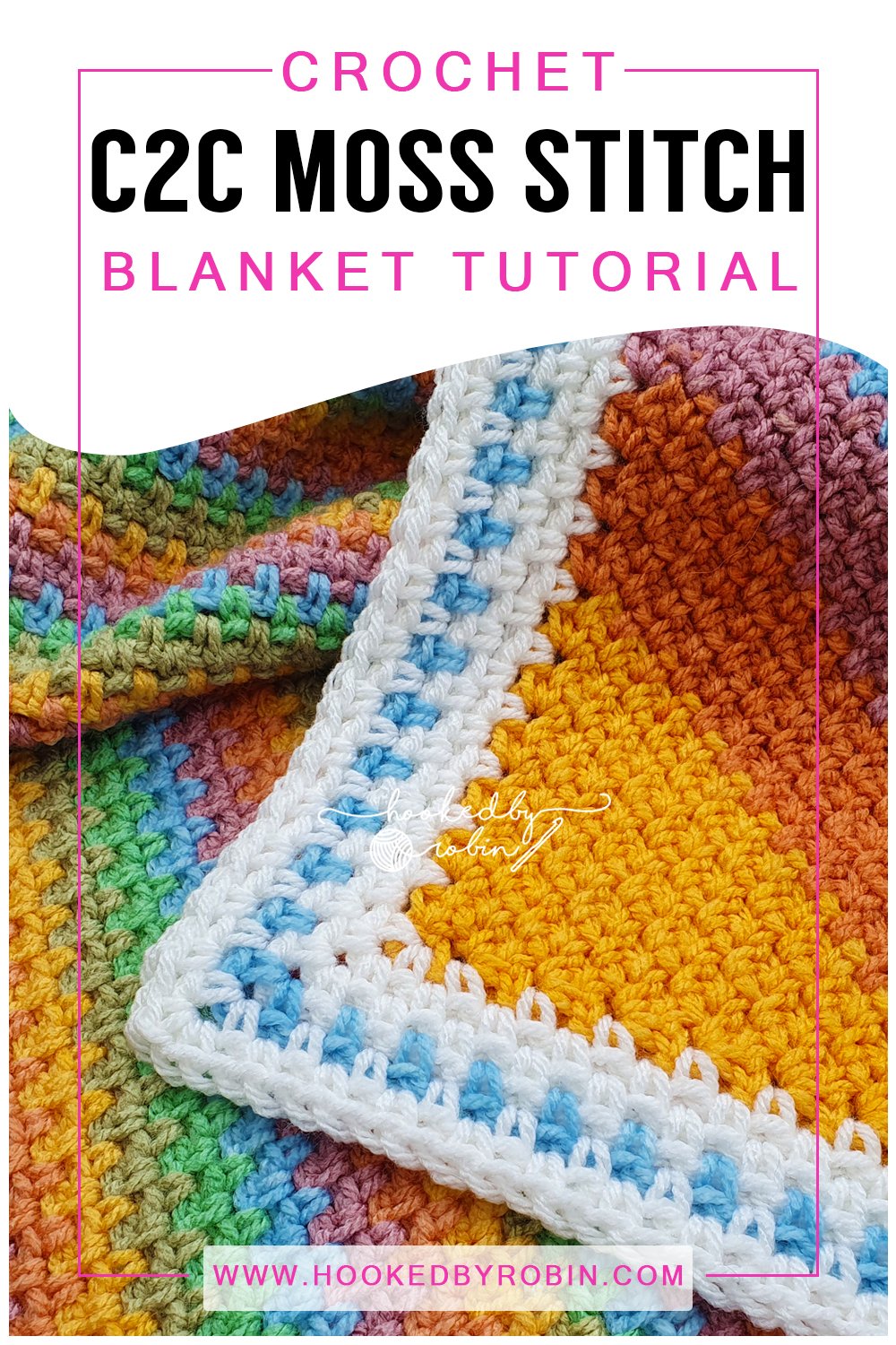 Crochet C2C Moss Stitch Rectangle Blanket [Free Video Tutorial & Written Pattern!] — Hooked by Robin