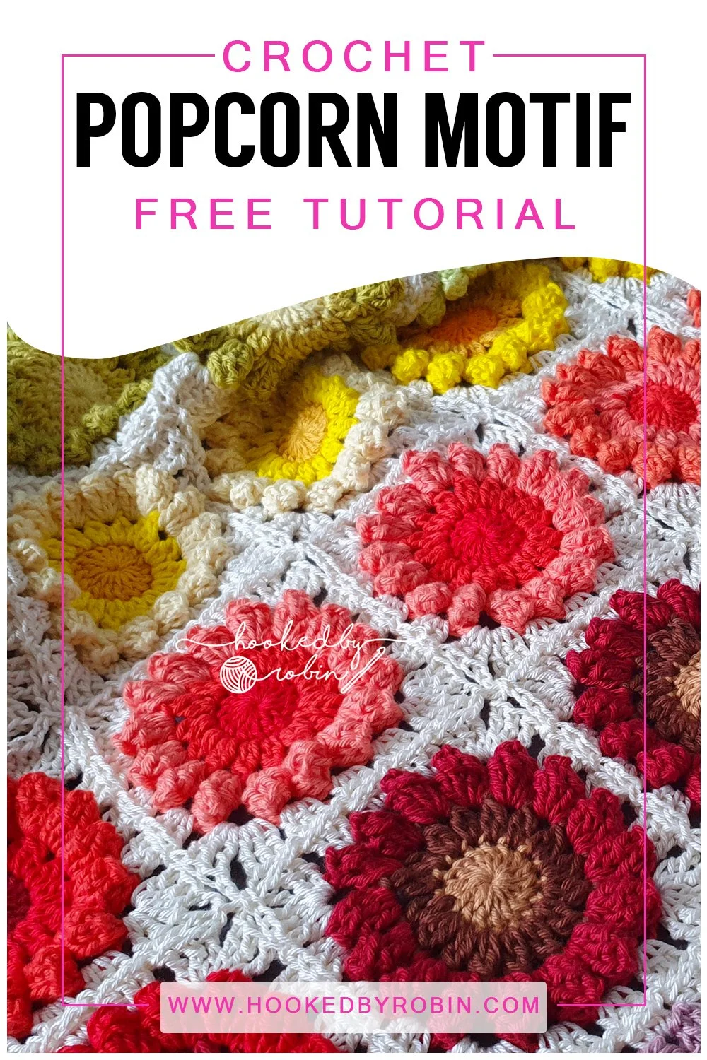 Crochet Popcorn Floral Granny Square [Free Video Tutorial & Written ...